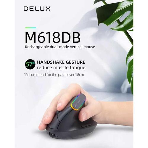 Jual Delux M618Db - Wireless Ergonomic Vertical Mouse - Dual Mode Version - Hitam - Jakarta ...