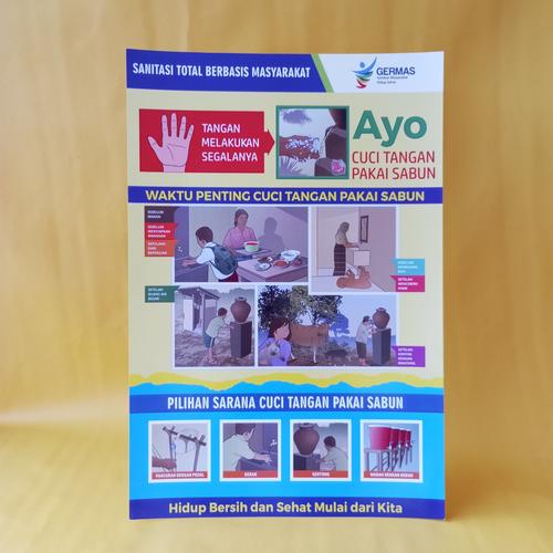 Jual Poster STBM | Ayo Cuci Tangan Pakai Sabun | Poster Sanitasi Total ...