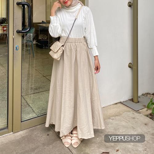 Jual FREYA Skirt | Rok Kekinian Rok Lebar Berbahan Linen [YEPPUOUTFIT ...