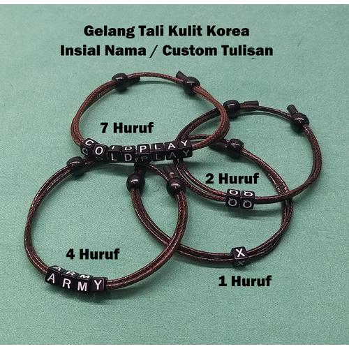 Jual Gelang Tali Kulit Korea Custom nama / Gelang Huruf - Polos ...