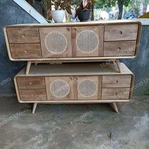 Jual Buffet TV Meja TV Kabinet TV Kayu Jati Minimalis Retro Rotan ...