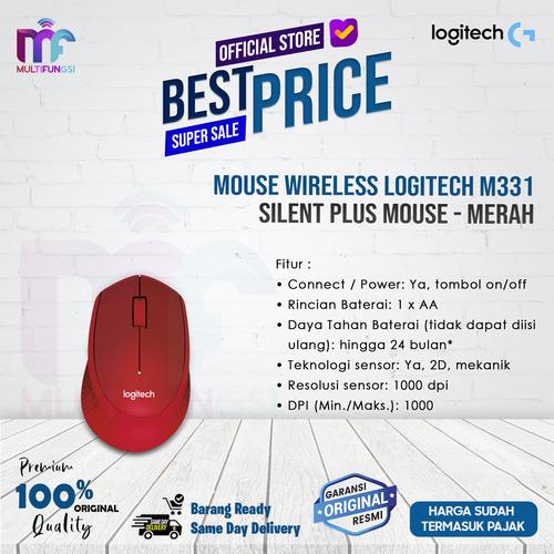 Jual LOGITECH Wireless Mouse Optical M331 SILENT PLUS M-331 RED - MERAH ...