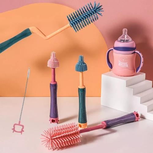 Jual Sikat Pembersih Botol Dot Susu Bayi 3 in 1 Silikon Cuci Alat Makan ...