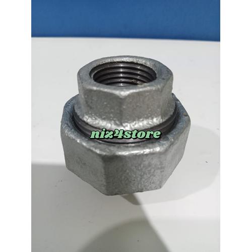 Jual Water Mur Drat 1/2 Inch / Union Water Mur Besi Galvanis 1/2 Inch ...