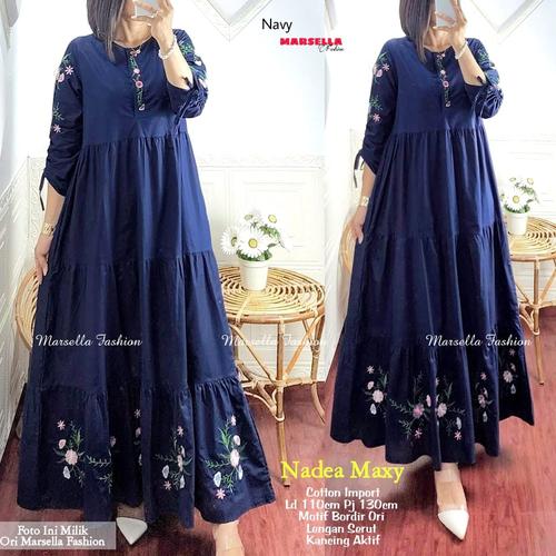 Jual new nadea maxy dress katun bordir cantik gamis wanita modis ...