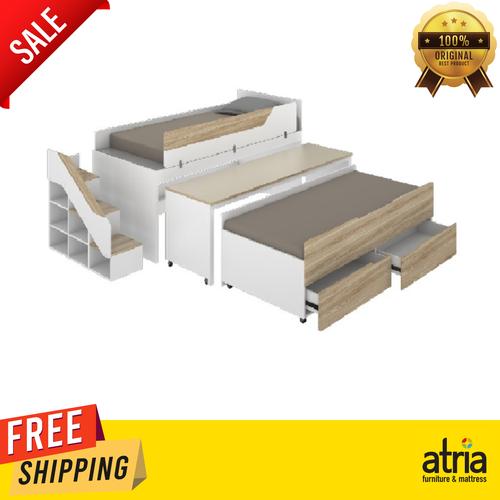 Promo Tempat Tidur Anak Double Bed Atria Rannel Oak/White/Cream/Grey ...