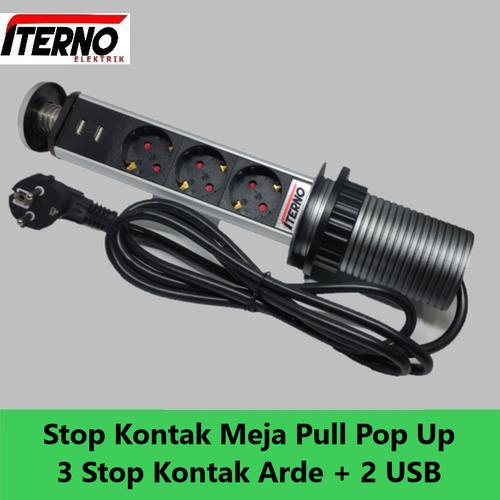 Jual Stop Kontak Meja Pull Pop Up Tarik 3 Arde EU 2 USB Iterno - Kota ...