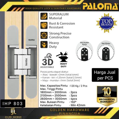 Jual ENGSEL CONCEALED INVISIBLE HINGE TANAM PINTU PALOMA IHP 803 D120 ...