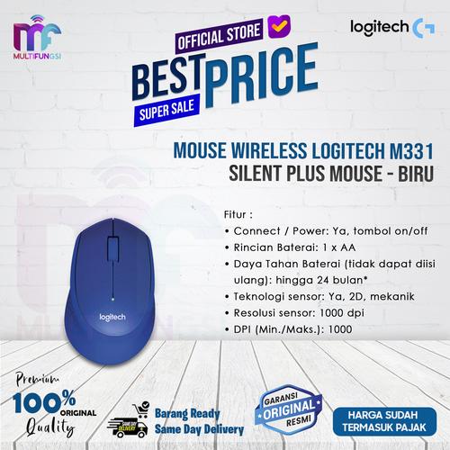 Jual LOGITECH Wireless Mouse Optical M331 SILENT PLUS M-331 BLUE - BIRU ...