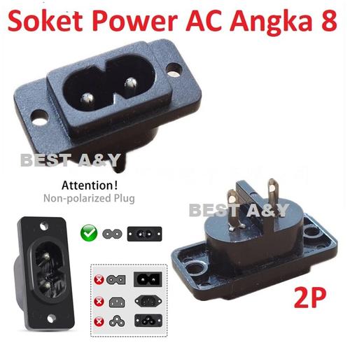 Jual Soket Switch angka 8 Kabel Power AC PLN 220V Colokan Listrik 2 lubang - Kab. Sidoarjo ...