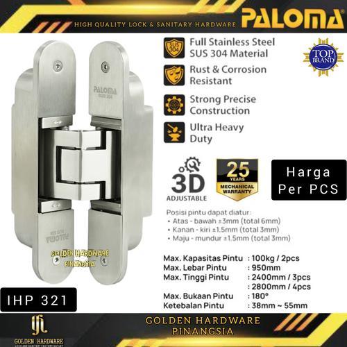 Jual ENGSEL TANAM PINTU CONCEALED INVISIBLE HINGE STAINLESS PALOMA IHP ...