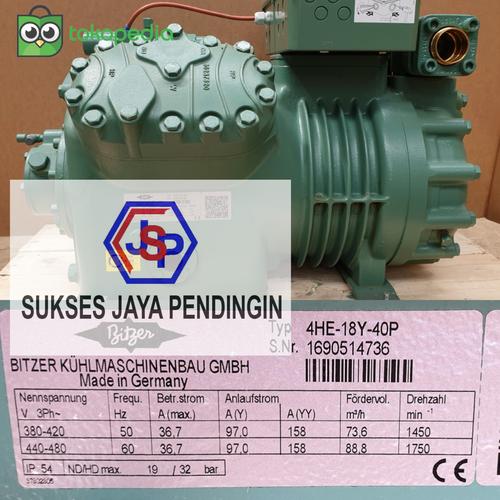 Jual Compressor Bitzer 4HE-18Y-40P / Kompresor 4HE-18Y-40P Germany ...