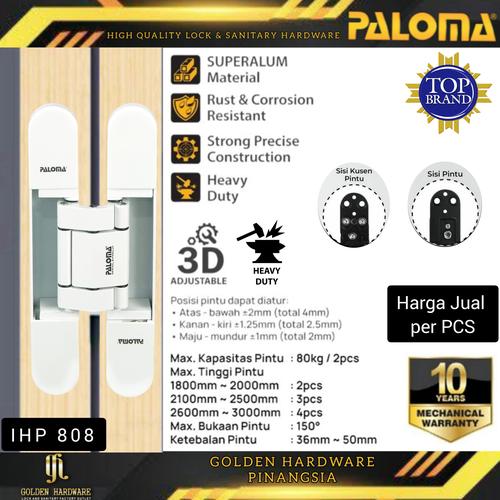 Jual ENGSEL TANAM PINTU CONCEALED INVISIBLE HINGE D80 PUTIH PALOMA IHP ...