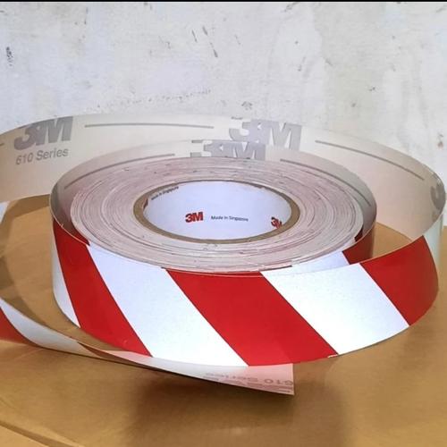 Jual 3M reflektive sticker baricade/zebra/scotlite safety merah putih 4 ...