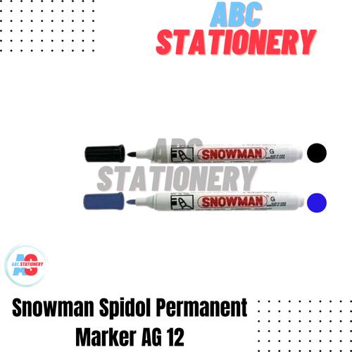 Jual Snowman Spidol Permanent Marker AG 12 (isi 12) - hitam atau biru ...