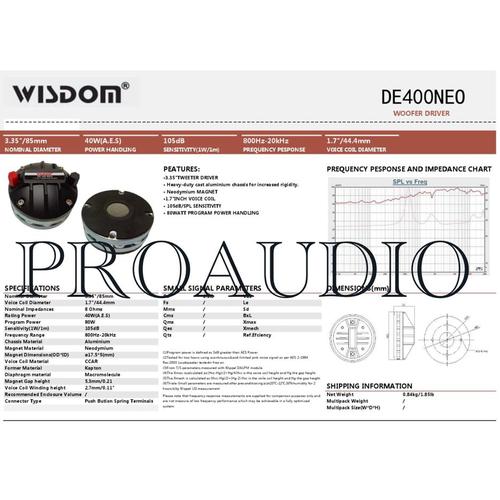 Jual DRIVER WISDOM DE400NEO DRIVER SPEAKER TWETER SPEAKER DE-400 NEO ...