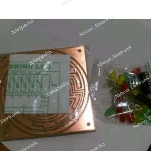 Jual pcb rangkaian led running bulat lengkap 1set praktek plus soket ic ...