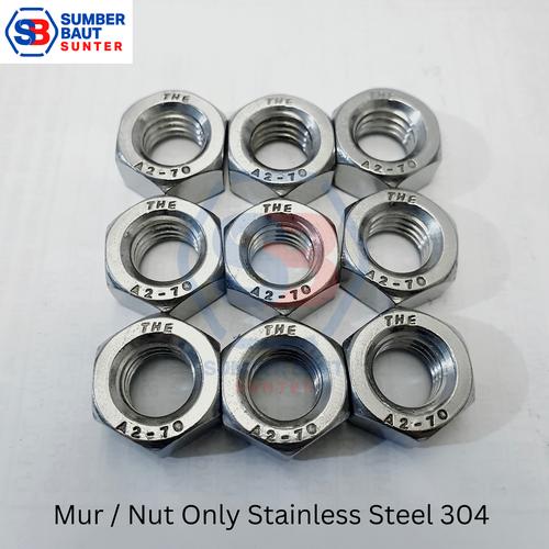 Jual M12 x 1.75 Mur Stainless Steel SUS 304 Nut Only Hex 12 mm Anti ...