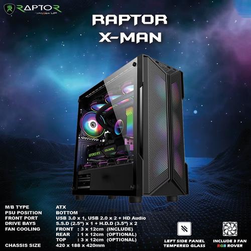 Jual Casing Komputer PC 3Power Up Raptor X-Man with LED FAN M-ATX CASE ...