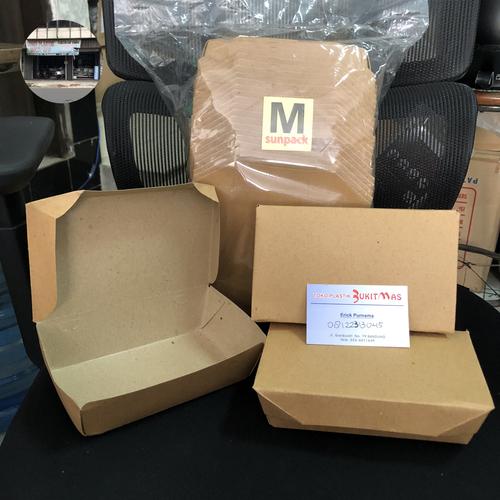 Jual paper lunch box m kraft coklat paper lunch box M craft box nasi ...