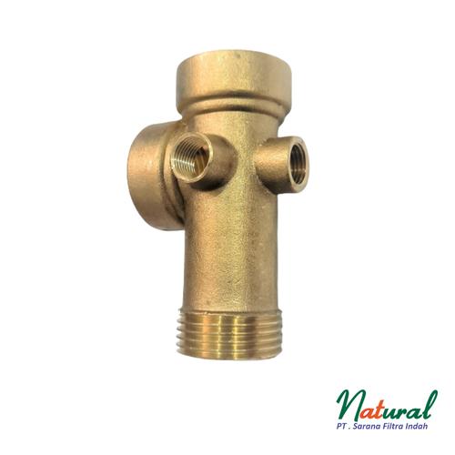 Jual Tee 5 way 1" inch , Brass, 2 female 1" & 1 male 1" , 2 Female 1/4 ...