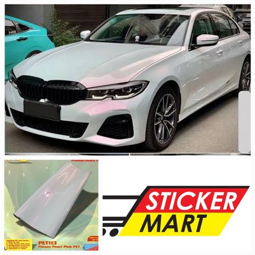 Jual Sticker Mobil Premium Car Wrap White Pearl Flower Pink PET Gloss ...