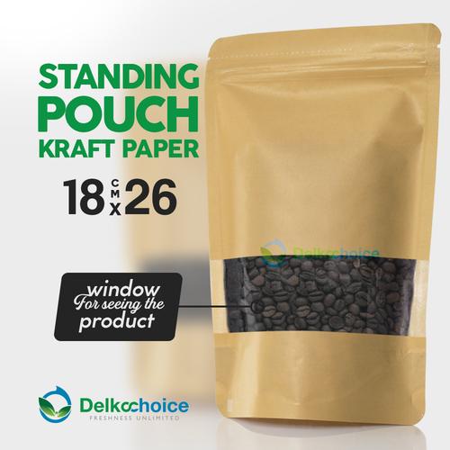 Jual Kemasan Snack Kopi Standing Pouch Kraft Paper Window - Premium ...