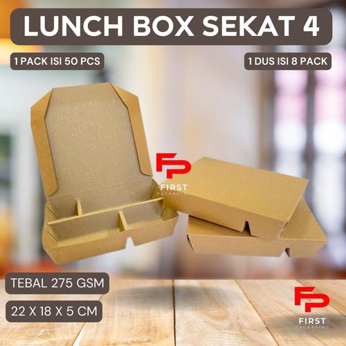 Jual PAPER LUNCH BOX SEKAT 4 LAMINASI/LUNCHBOX COKLAT KRAFT ISI 50 PCS ...