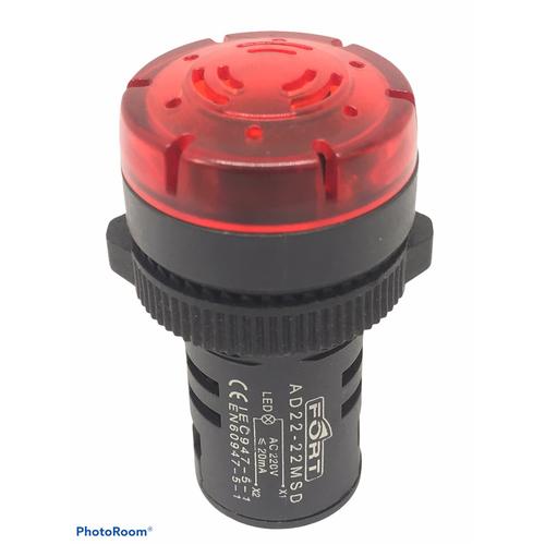 Jual FORT Buzzer with LAMP Red Merah 220V AD22-22MSD 22mm 24VDC - 220V ...