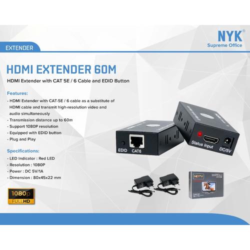 Jual HDMI Extender 60M Converter HDMI to LAN 1080P 60M Cat5 Cat6 - Kota ...