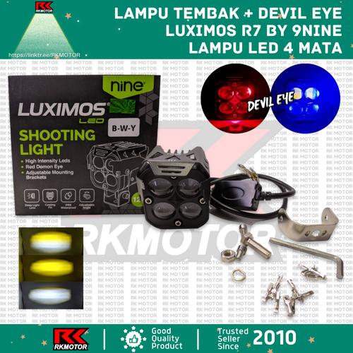 Promo Lampu Tembak LED 4 Mata Devil Eye Cut Off 3 Mode 2 Warna Luximos R7 - Merah - Kab. Bogor ...