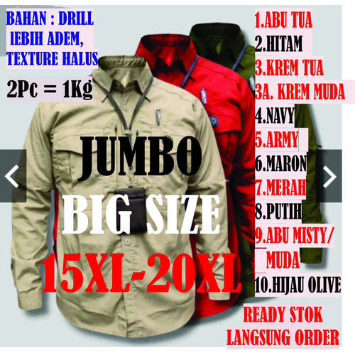 Jual Kemeja Tactical M TAC MTAC SUPER JUMBO BIG 15XL-20XL - 15XL ...
