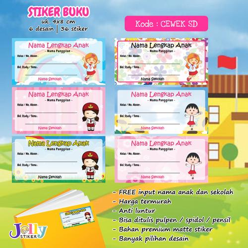 Jual Label Sticker Nama Buku Stiker Buku Tulis Anak SD - SD Perempuan - Kota Surabaya - Toserba ...