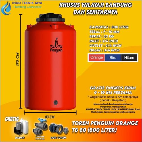 Jual TOREN TANGKI AIR - PENGUIN - TB80 - 800 LITER - ORANGE - Kota ...