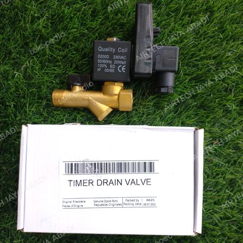 Jual TIMER DRAIN VALVE 230VAC 20WATT 1/2" UNTUK DRYER MESIN KOMPRESSOR ...