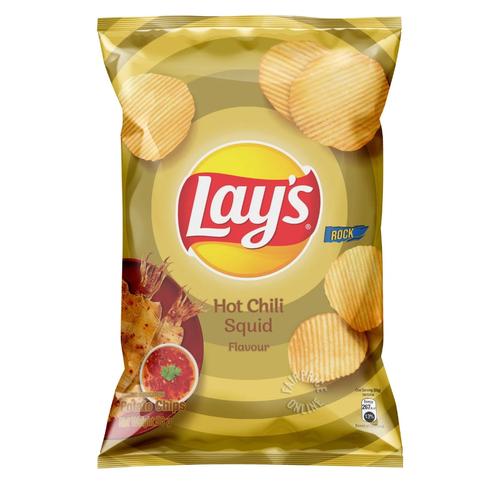 Jual LAY'S HOT CHILLI SQUID POTATO CHIPS 50G KERIPIK KENTANG LAYS PEDAS ...