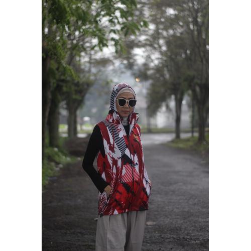 Promo Queenzie Rompi Olahraga Printing Merah Putih Parasut Tebal Anti ...