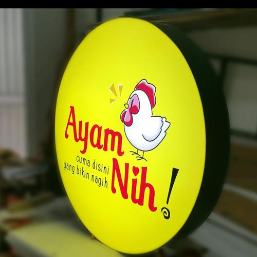 Jual Papan Nama Neon Box Membrant Bulat 2 sisi MuMer siap pakai d 80cm ...