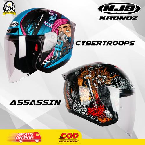 Jual HELM NJS KRONOZ MOTIF ASSASSIN CYBERTROOPS HALF FACE SNI ...
