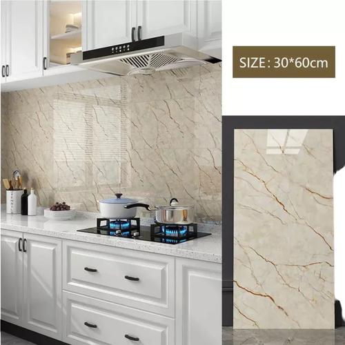 Jual wallpaper sticker dapur kitchen waterproof vinyl marmer coklat ...