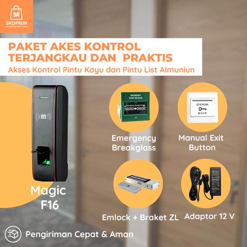 Jual PAKET ACCESS CONTROL READER MAGIC F16 PINTU KACA KAYU SUPPORT ...