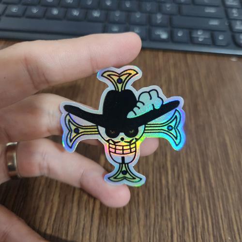 Jual Sticker Hologram Anime - PSH1801 - One Piece - Logo Mihawk ...