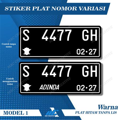 Jual STIKER PLAT NOMOR UNTUK VISOR MOTOR Atau WINDSHIELD - M1. PUTIH T ...