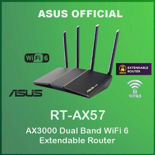 Promo ASUS RT-AX57 AX3000 Dual Band WiFi 6 Extendable Router AX57 Cicil ...
