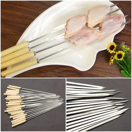 Promo tusuk sate stainless gagang kayu Tusuk sate bisa dicuci tusuk ...