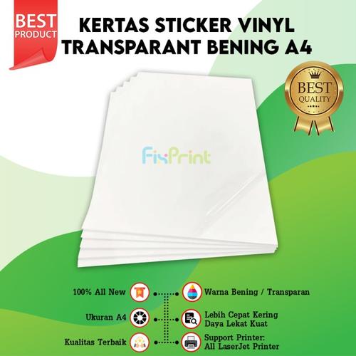 Jual Kertas Sticker Vinyl A4 Transparan Kertas Sticker Bening Glossy ...