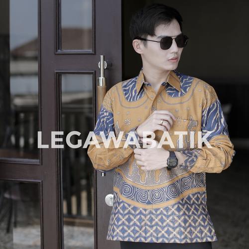 Jual KEMEJA BATIK PRIA LENGAN PANJANG MOTIF RATA WARNA KUNING ALAM - S ...