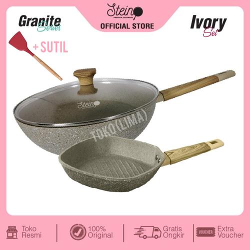 Jual Wok Pan 30cm Steincookware Paket IVORY Set Grill Pan 18cm Stein ...