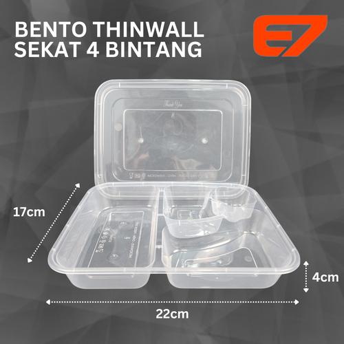 Jual Bento Box Thinwall Sekat 4 Bintang - Bento Tray, Lunch Box Plastik ...