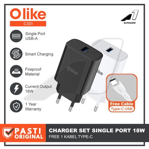 Promo OLIKE Adaptor Charger Set Kabel Data Type C 18W Fast Charging ...